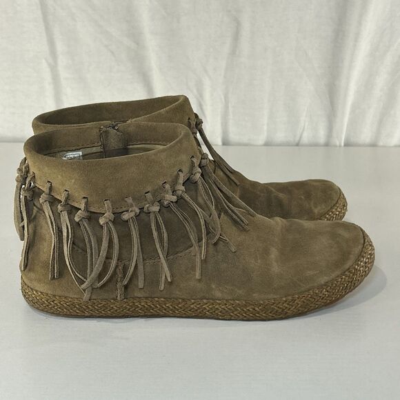 UGG | Shoes | Ugg Shenendoah Fringe Ankle Boots Womens Size 8 Brown Tan ...